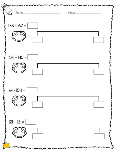 LKS2 Y3 Y4 frog subtractions - 3-digit numbers Maths differentiated ...