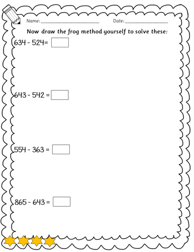 LKS2 Y3 Y4 frog subtractions - 3-digit numbers Maths differentiated ...