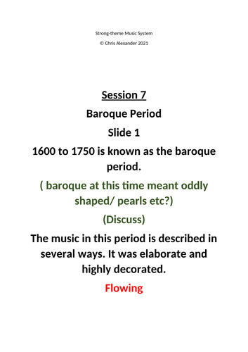 Ks2 Music session 7 The Baroque Period | Teaching Resources