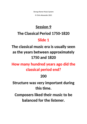Ks2 Music session 9 The Classical Period | Teaching Resources