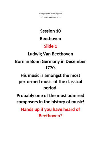 Ks2 Music session 10 Beethoven Period | Teaching Resources
