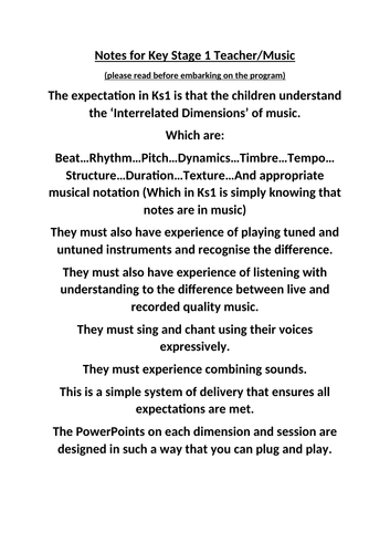 Primary Ks 1 & 2 Music curriculum framework inc lesson plans ...
