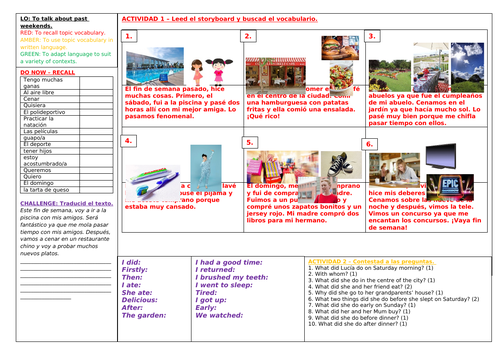 Past weekends/ El fin de semana pasado full lesson | Teaching Resources