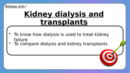 GCSE Biology: Kidney function, dialysis & transplants | Teaching Resources