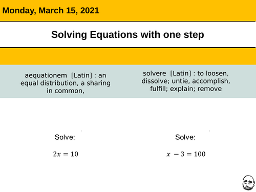 Solving One Step Equations | Teaching Resources