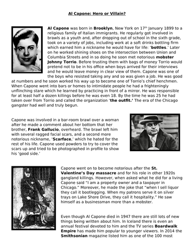 Al Capone: Hero or Villain? | Teaching Resources