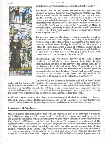 Elizabeth Prout, Mother Mary Joseph of Jesus | Teaching Resources