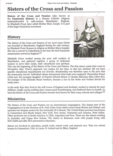 Elizabeth Prout, Mother Mary Joseph of Jesus | Teaching Resources