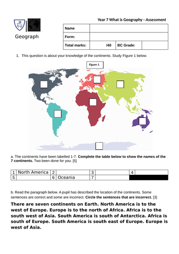 Assessment: Geographical skills | Teaching Resources