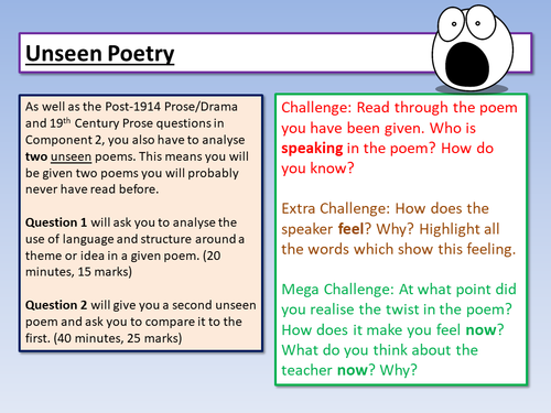 Unseen Poetry Eduqas | Teaching Resources