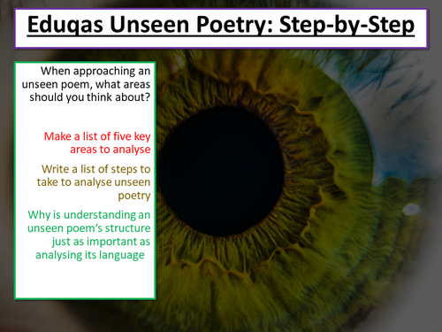Eduqas Unseen Poetry Analysis | Teaching Resources