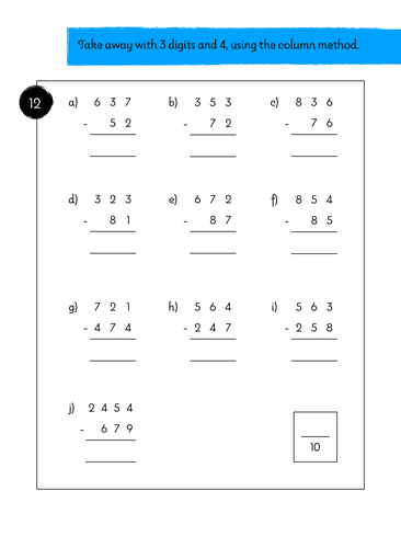 Subtraction Practice Questions With Answers | Teaching Resources