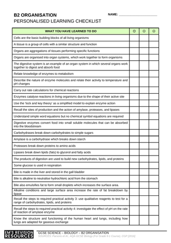 GCSE Biology [Personal Learning Checklist] *EDITABLE* (Bundle ...
