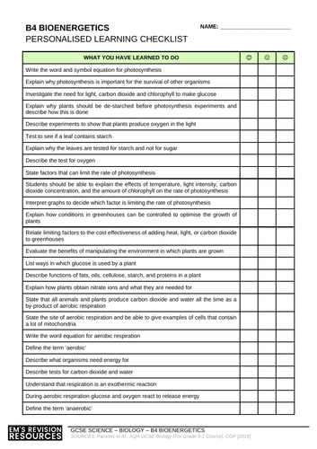 GCSE Biology [Personal Learning Checklist] *EDITABLE* (Bundle ...