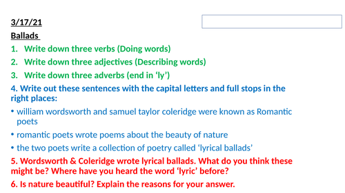 Lyrical ballad Goody Blake and Harry Gill - Key stage 3 | Teaching ...