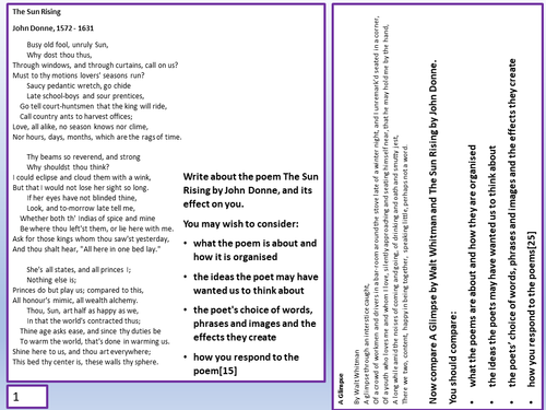 Eduqas Unseen Poetry Exam Practice | Teaching Resources