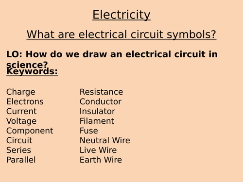 Electricity Lesson 1 - Circuits & Circuit Symbols (Exploring Science 7J ...