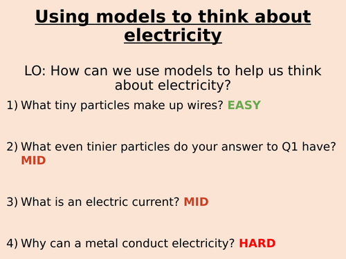 Electricity Lesson 5 - Models for Electricity (Exploring Science 7J ...