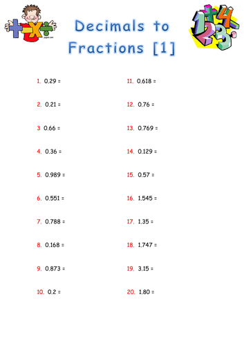 Converting Decimals to Fractions [PowerPoint & Worksheets] | Teaching ...
