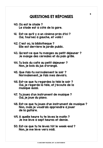 FRENCH SPEAKING PRACTICE CARDS #1 | Teaching Resources