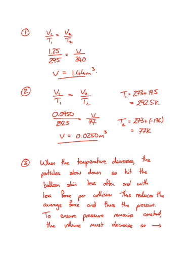 Charles' Law - Questions | Teaching Resources
