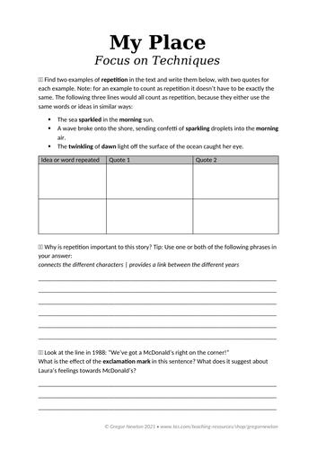 My Place (Wheatley/Rawlins) comprehensive resources (incl. Super Six ...