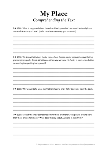 My Place (Wheatley/Rawlins) comprehensive resources (incl. Super Six ...