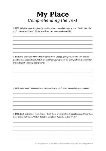 My Place (Wheatley/Rawlins) comprehensive resources (incl. Super Six ...