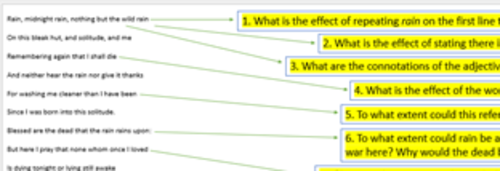 Rain by Edward Thomas - Lesson Activities, Quiz, Model Analysis - CIE ...