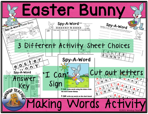 Easter Bunny Word Activity | Word Work Center | Teaching Resources