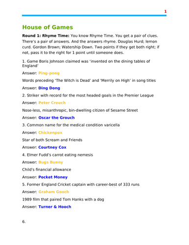 Richard Osman House of Games Vol 1 (Monday) PowerPoint Online Zoom Quiz ...