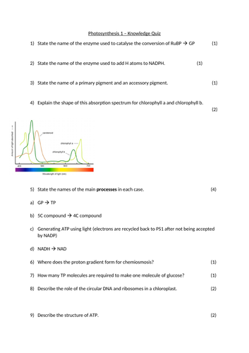 Metabolism Quick Quizzes (OCR A) | Teaching Resources
