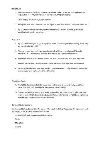 "Private Peaceful" Complete Unit | Teaching Resources