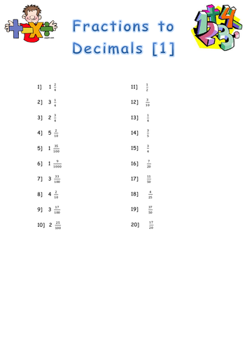 Converting Fractions to Decimals [PowerPoint and Worksheets] | Teaching ...