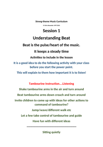 Music SEN Session 1 Beat | Teaching Resources