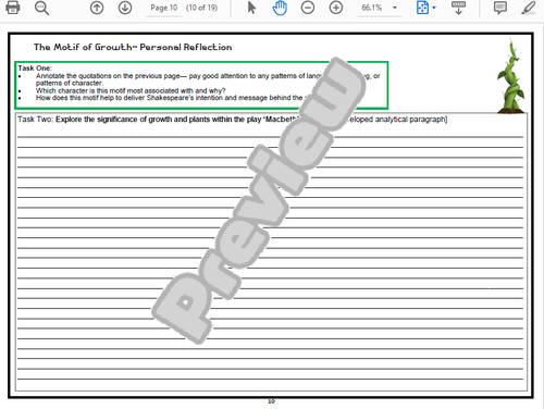 Motifs in Macbeth - Workbook - Deeper Exploration | Teaching Resources