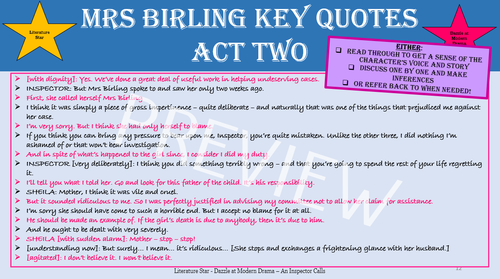 An Inspector Calls MRS BIRLING 54 SLIDES | Teaching Resources