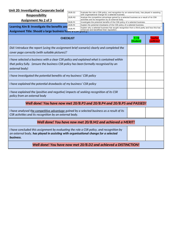 Unit 20: Investigating Corporate Social Responsibility student ...