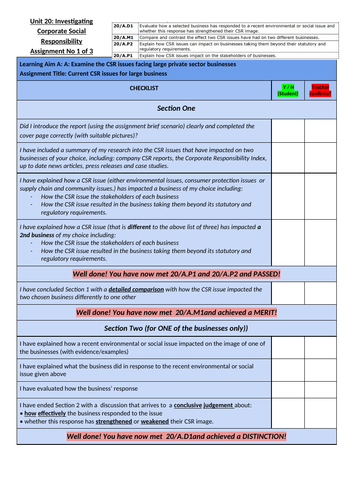 Unit 20: Investigating Corporate Social Responsibility student ...