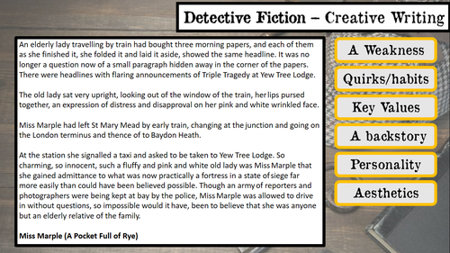 Crime and Detective Fiction - Characterisation Lesson and Resource ...