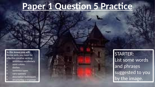 Paper 1 Question 5 Descriptive Writing Revision | Teaching Resources