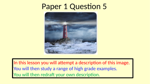 Paper 1 Question 5 Descriptive Writing Revision | Teaching Resources