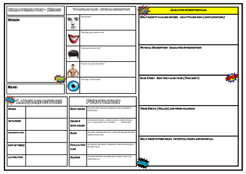 Heroes and Villains - Characterisation - Planning Sheet | Teaching ...
