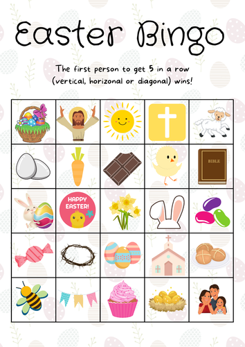 Easter Themed Bingo Game 8X Bingo Cards and 1 Grid Card. Fun Lesson ...