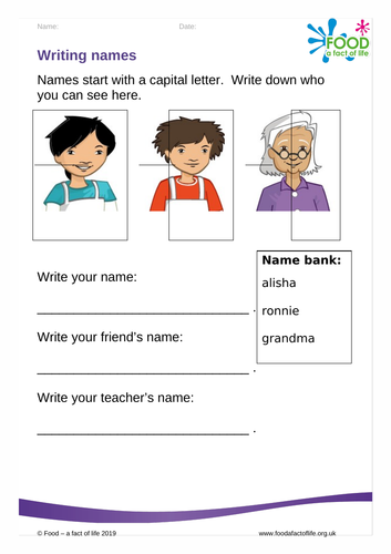 The colourful present - writing names | Teaching Resources