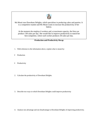 GCSE ECONOMICS - PRODUCTION AND PRODUCTIVITY | Teaching Resources