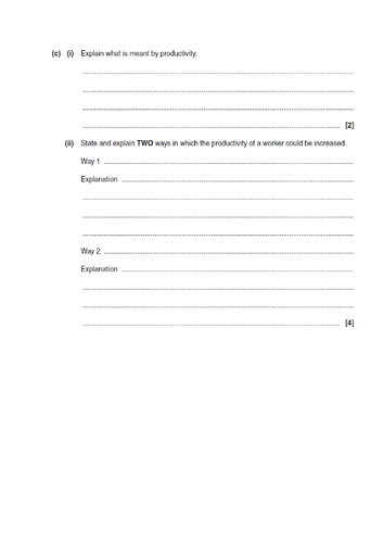 GCSE ECONOMICS - PRODUCTION AND PRODUCTIVITY | Teaching Resources