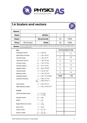 AS Physics 9702 - SQs - 01. Physical quantities and units | Teaching ...