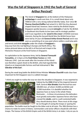 Was the fall of Singapore in 1942 the fault of General Percival ...