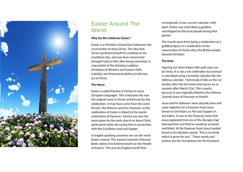 Easter Around the World Reading Comprehension Pack for KS3/4 - Fun ...